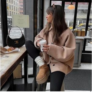 Zara | Jackets & Coats | Zara Cropped Oversized Wool Coat Camel Tan | Poshmark